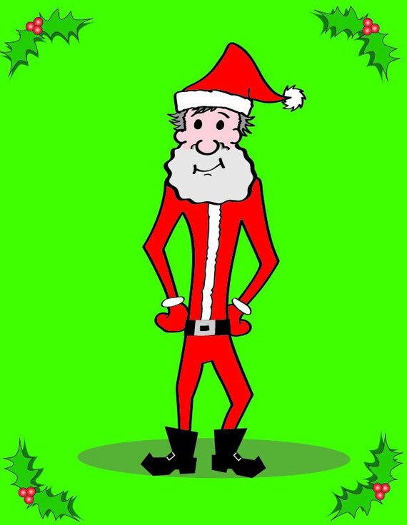 Atkins Santa Vegan Santa Skinny Santa Santa Claus Art JPEG Christmas Funny Christmas Cards Spencers Xmas Etsy