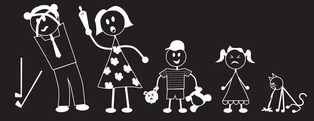 Stick Figure Family, Car Window Sticker, Funny Stick Figure Family ...