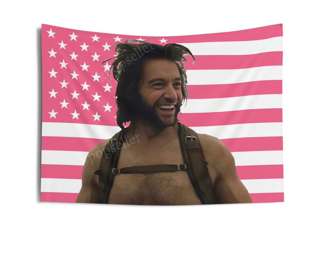 Hugh Jackman Flag, Pink American Flag Poster Tapestry Birthday Gift ...