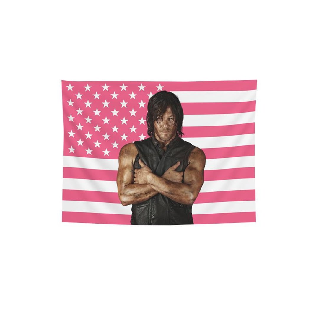 Norman Reedus Flag, Norman Reedus Pink American Flag Poster Tapestry ...