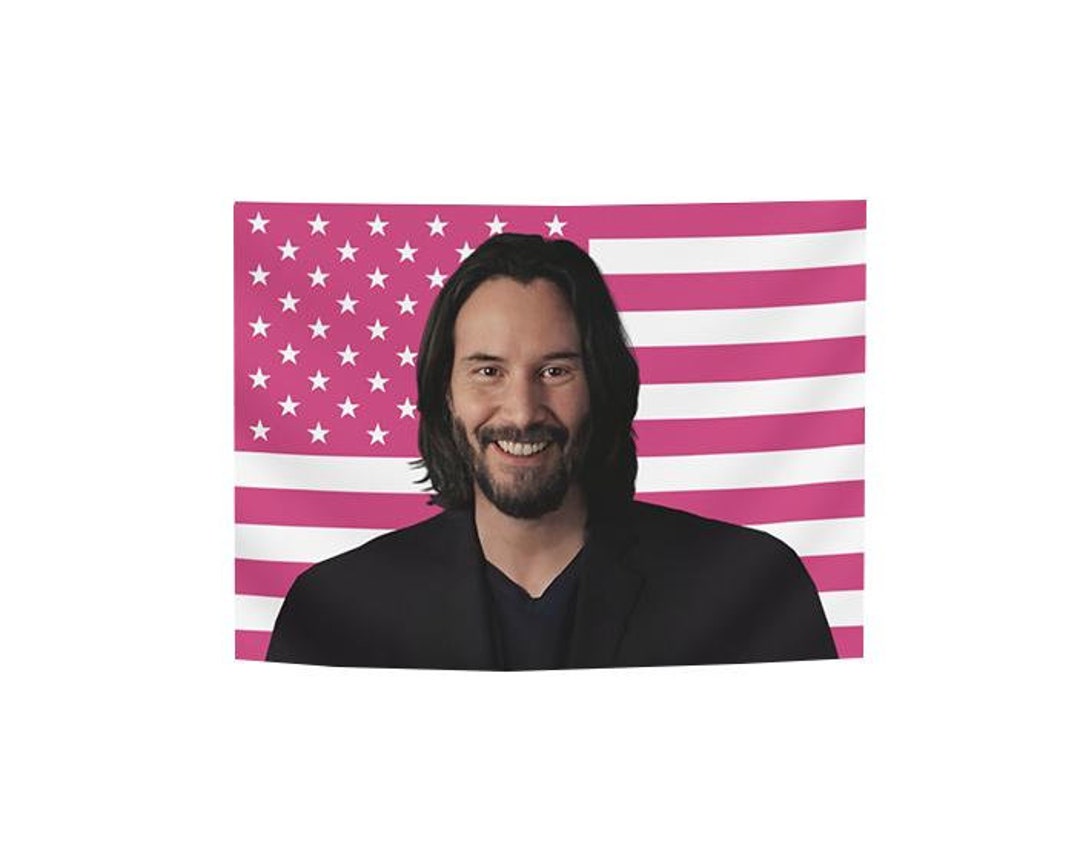 Keanu Reeves Flag, Keanu Reeves Pink American Flag Poster Tapestry ...