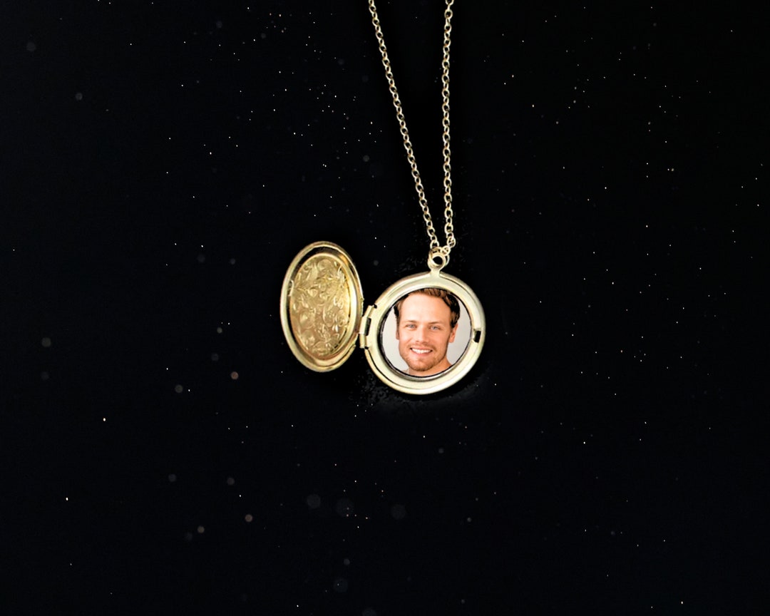 Buy Sam Heughan Gold Round Locket Necklace Free Engraving Pendant Gift ...