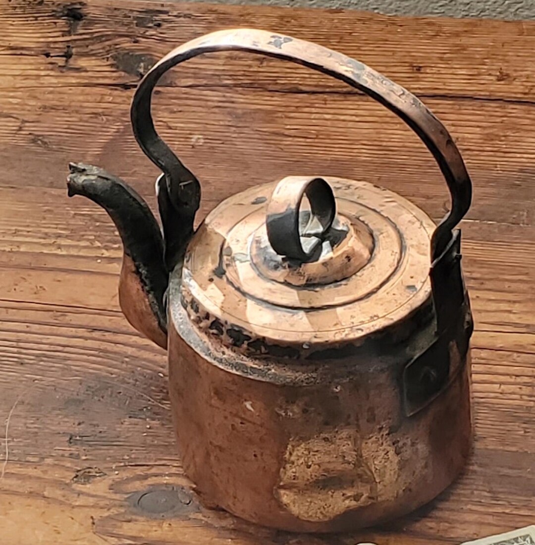 Antique Solid Copper Tea Kettle, Hand Hammered, Hand Forged Primitive ...