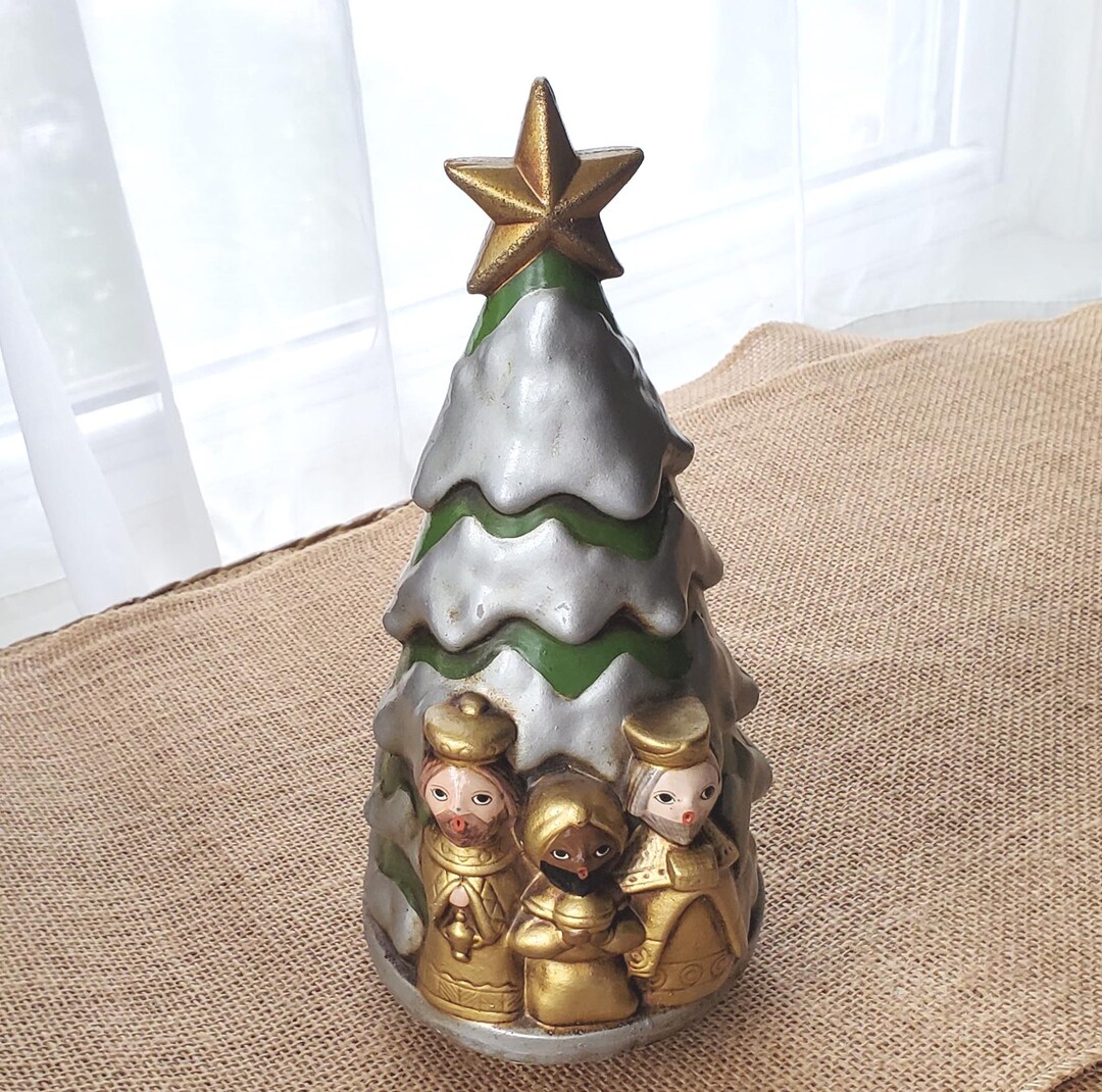 Retro Japan Three Wise Men, Christmas Tree With Star, Paper Mache Music ...