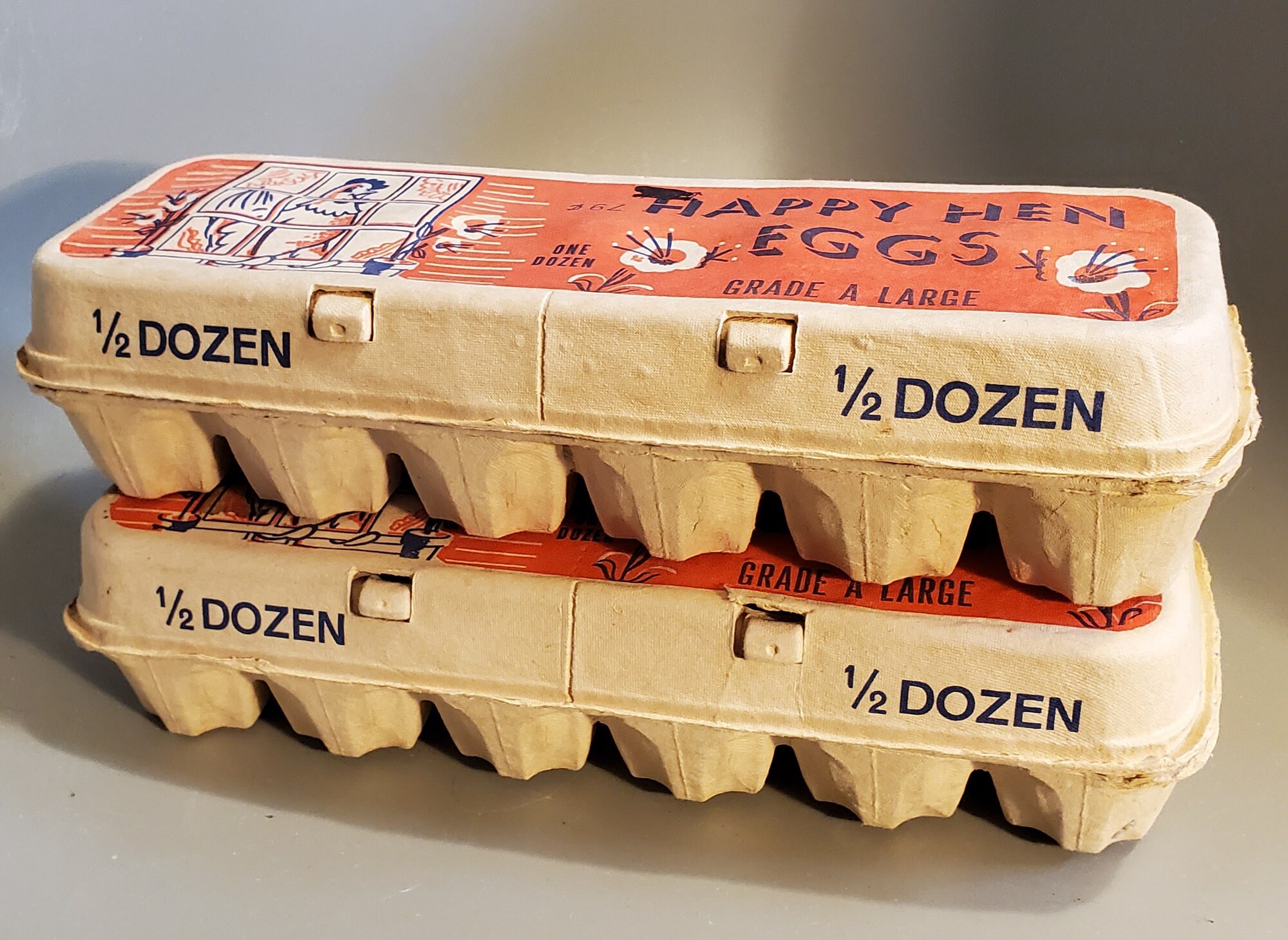 Two HAPPY HEN Egg Cartons, Retro Vintage, Country Farmhouse Decor, Fun ...