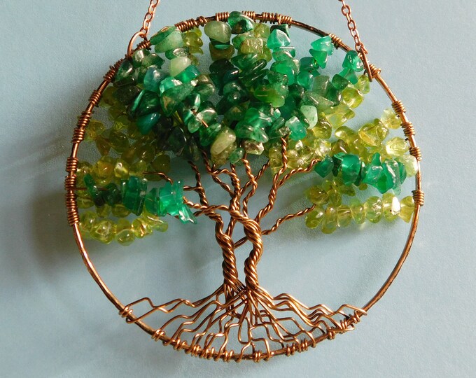 Two Sided Tree of Life Sun Catcher With Side 1 Green Aventurine and ...