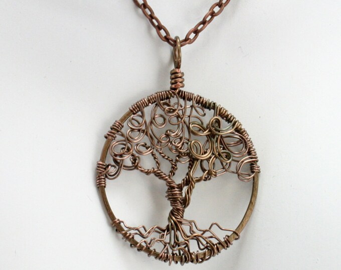 Tree of Life Pendant Antique Copper Swirls and Wire Wrapped Tree With ...