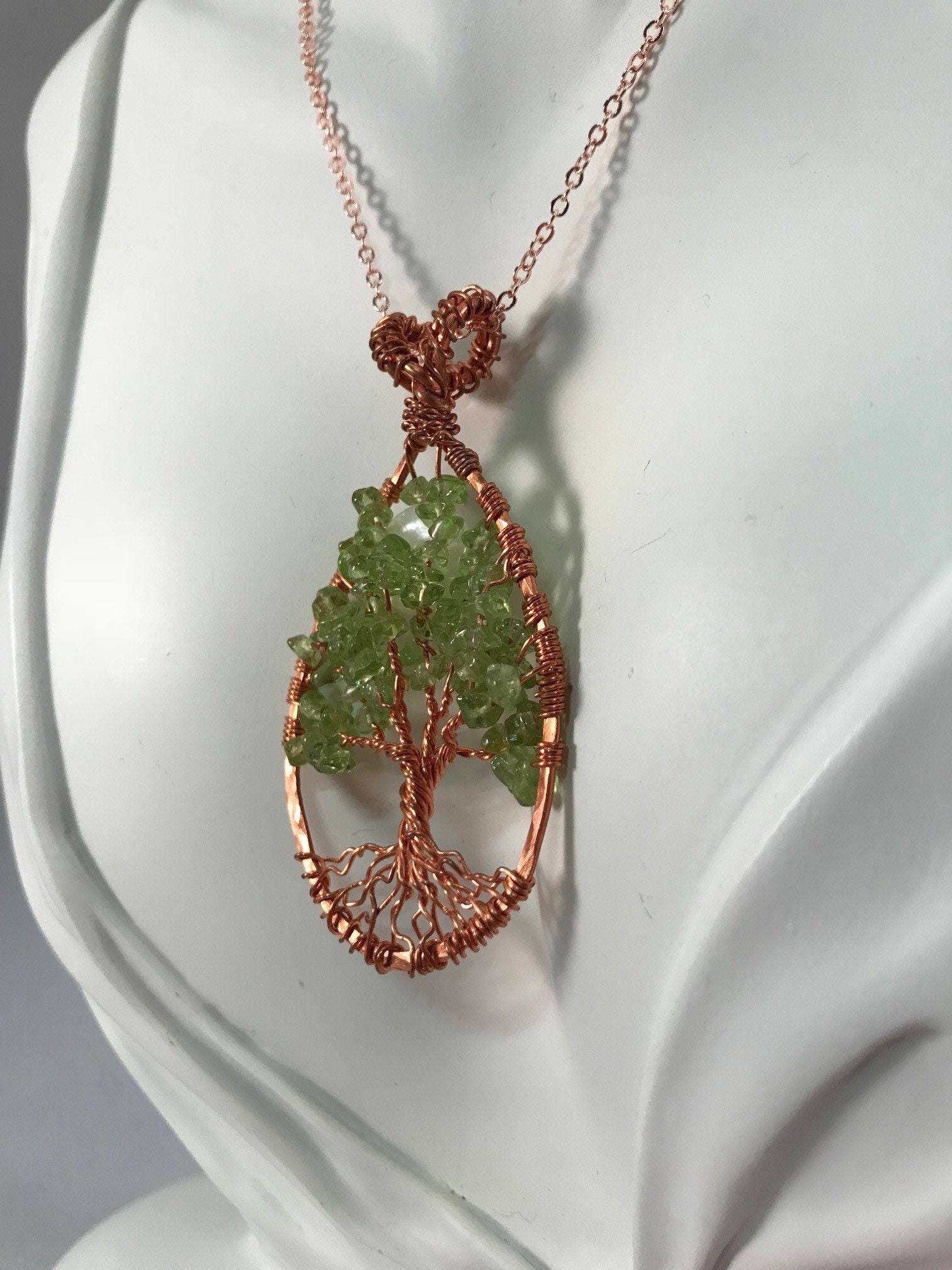 Teardrop Peridot Tree of Life Handmade Jewelry Pendant | Etsy