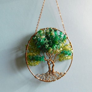 Two Sided Tree of Life Sun Catcher With Side 1 Green Aventurine and ...