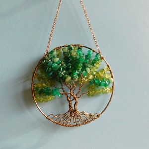 Two Sided Tree of Life Sun Catcher With Side 1 Green Aventurine and ...