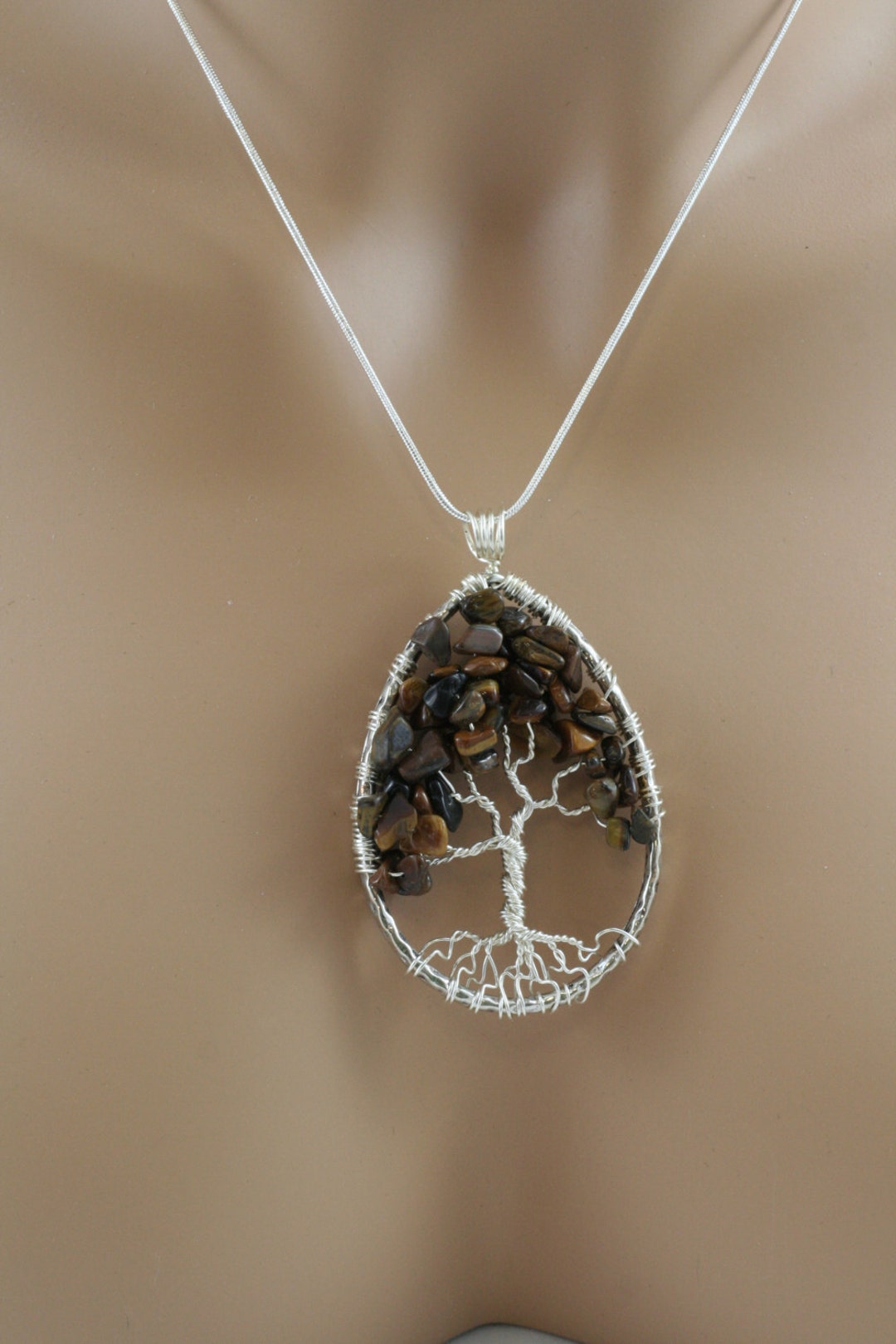 Tree of Life Pendant Cats Eye Tigers Eye Wire Wrapped Tree - Etsy