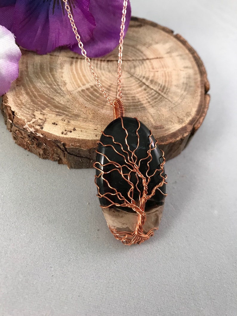 Palm Root Tree of Life Minimalist Necklace Copper Swirl | Etsy