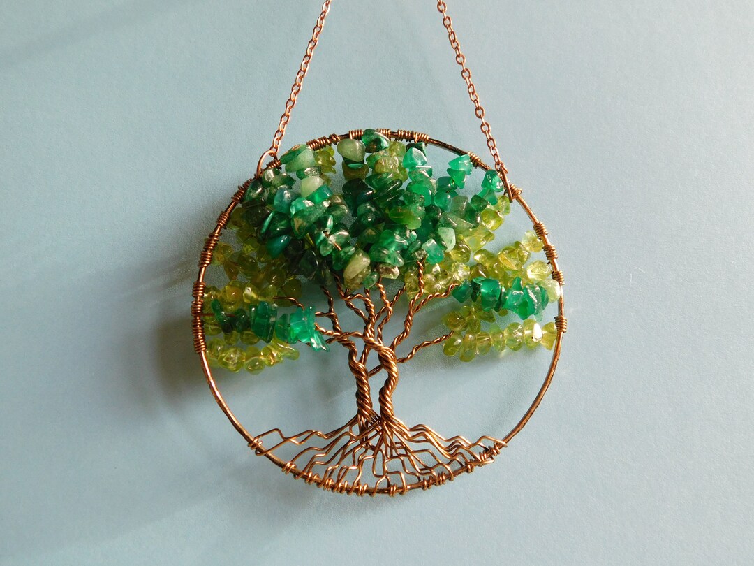 Two Sided Tree of Life Sun Catcher With Side 1 Green Aventurine and ...