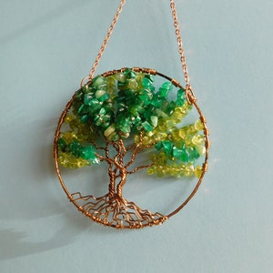 Two Sided Tree of Life Sun Catcher With Side 1 Green Aventurine and ...
