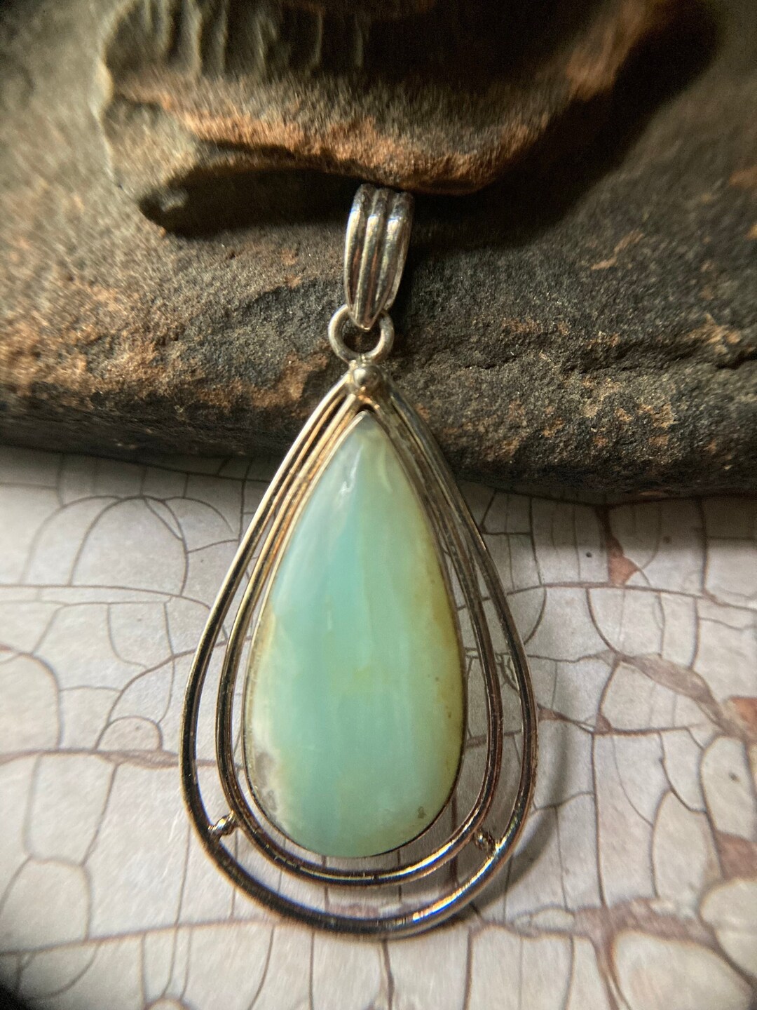 Vintage | Large | Light | Green | Peruvian | Opal | Sterling | Silver ...