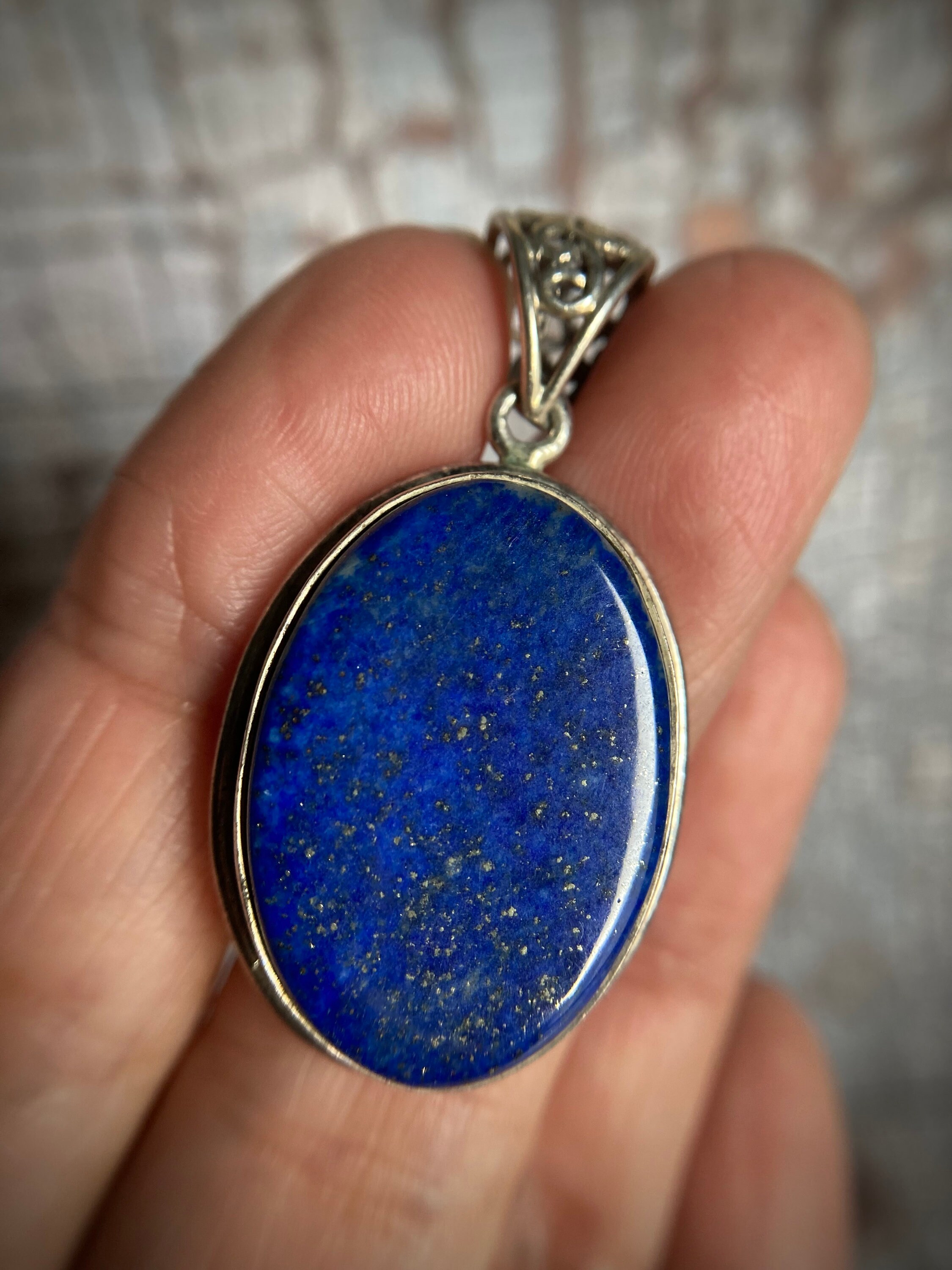 Boho | Vintage | Oval | Pyrite | Blue | Lapis Lazuli | Sterling Silver ...