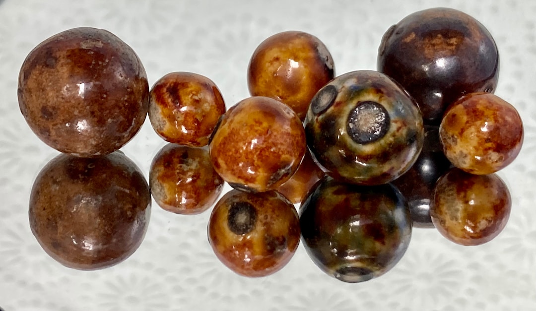 Antique German Bennington Clay Marbles: 1800s Stoneware Toy Marbles ...