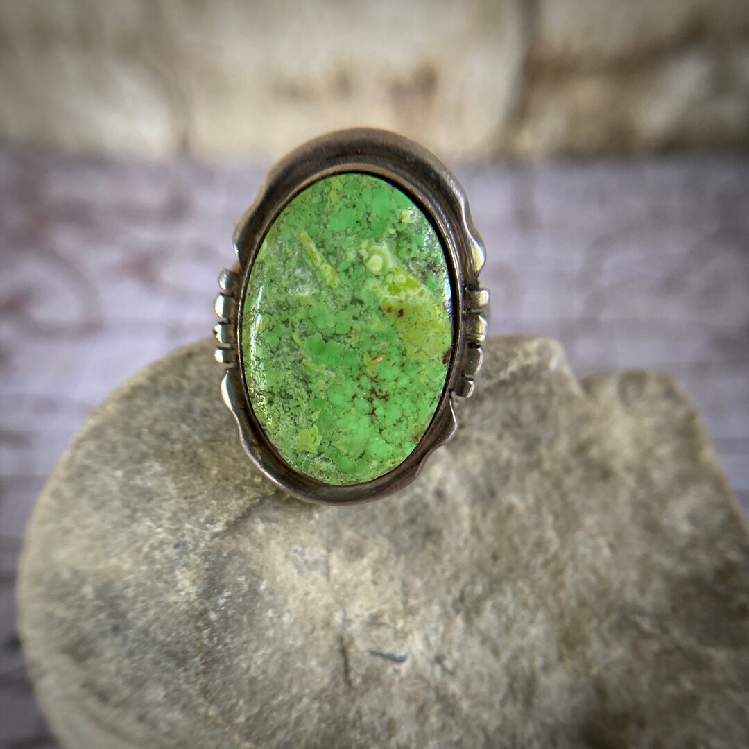 Vintage | Signed "al" | Navajo | Native American | Green | Gaspeite ...