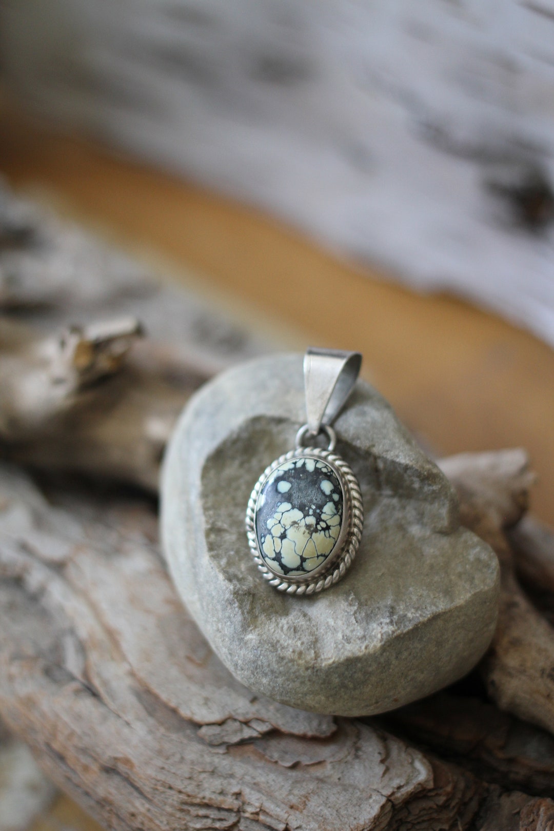 Vintage New Lander Turquoise Pendant: Southwestern Sterling Silver Wire ...