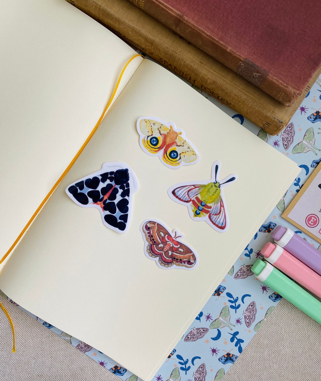 Moth Sticker Packs - Waterproof Bug Stickers - Moth Stickers - Cute ...