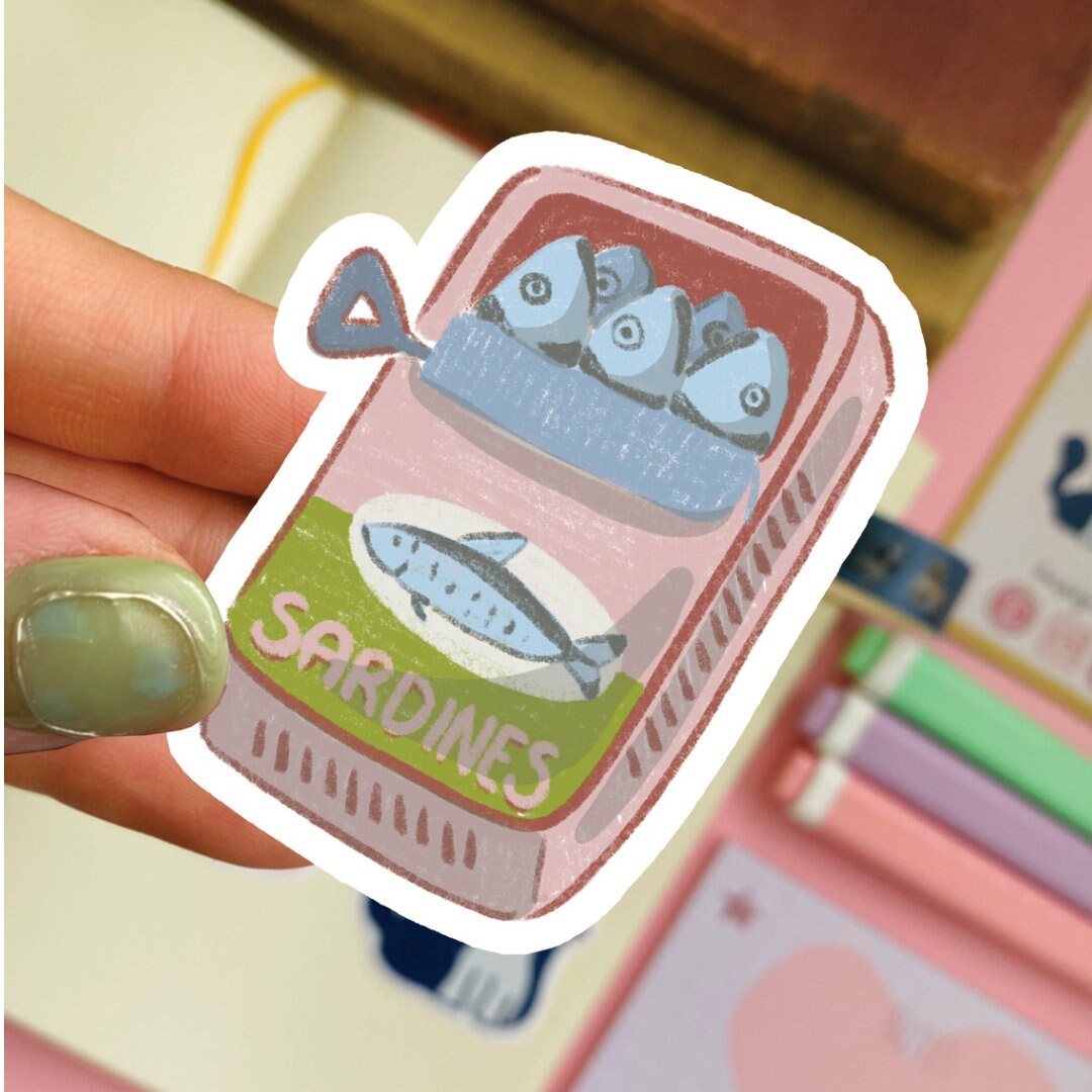 Sardines in a Tin - Sardine Sticker - Fishy Sticker - Sad Sardines ...