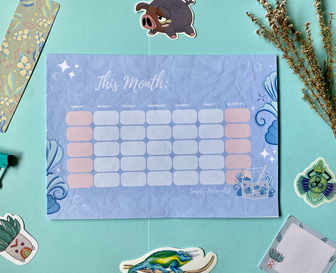 A4 Blue Fish Calendar Notepad Blue Fish Calendar Pad A4 Blue Calendar ...