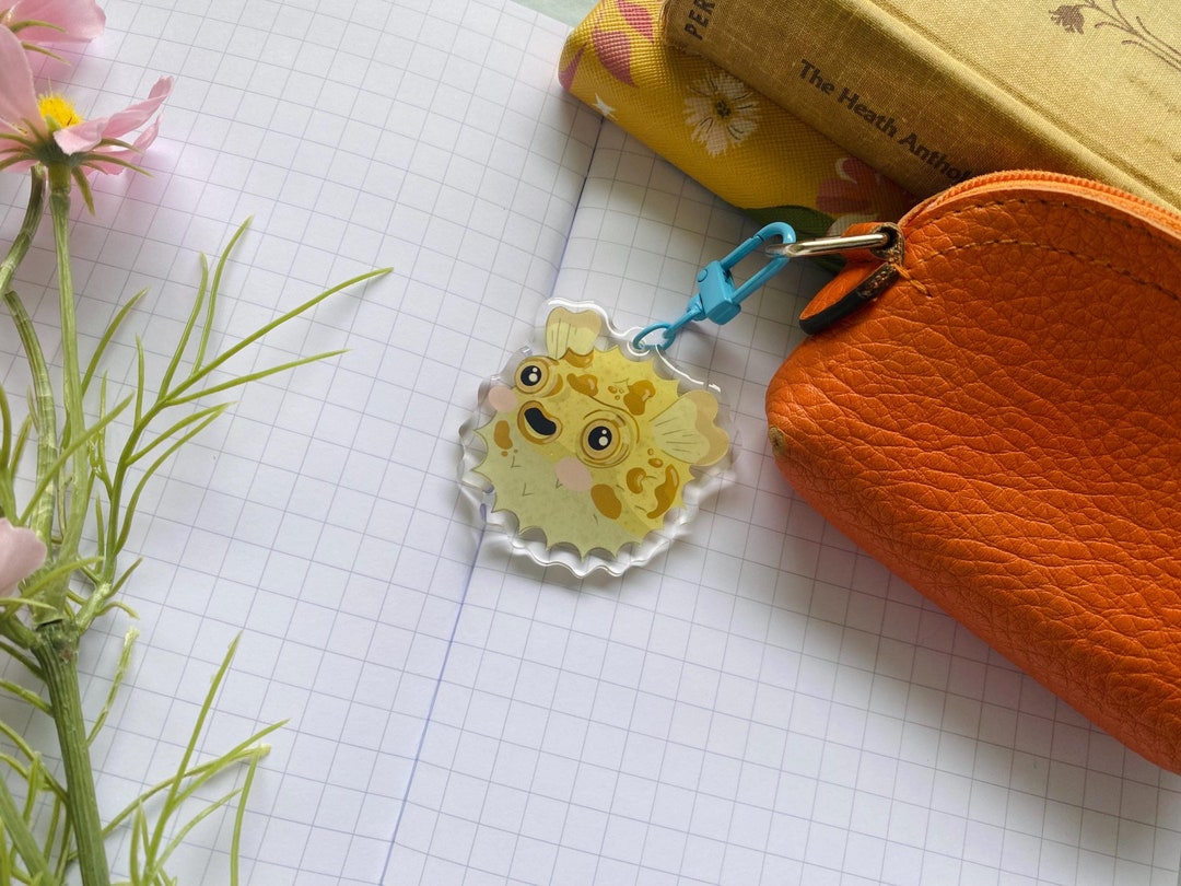 Cute Puffer Keychain -quirky Fish Charm - Puffer Fish Keychain Charms ...