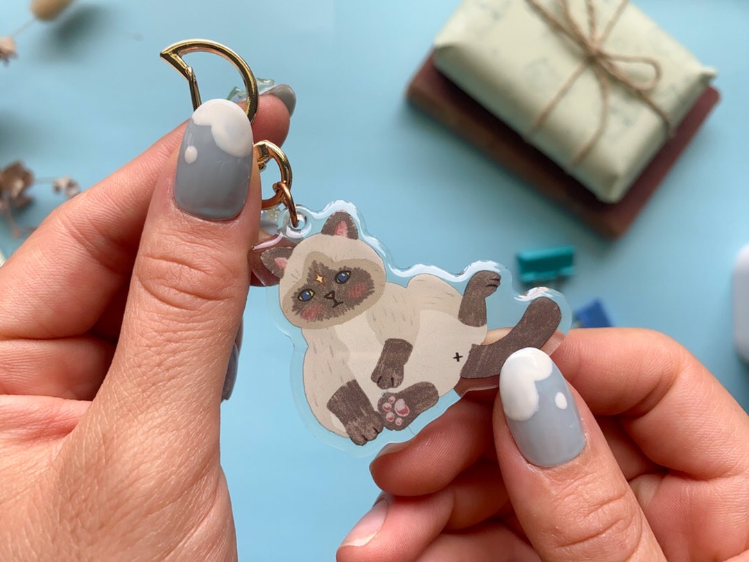 Brown Cat Keychain -quirky Cat Charm - Chocolate Cat Keychain Charms ...