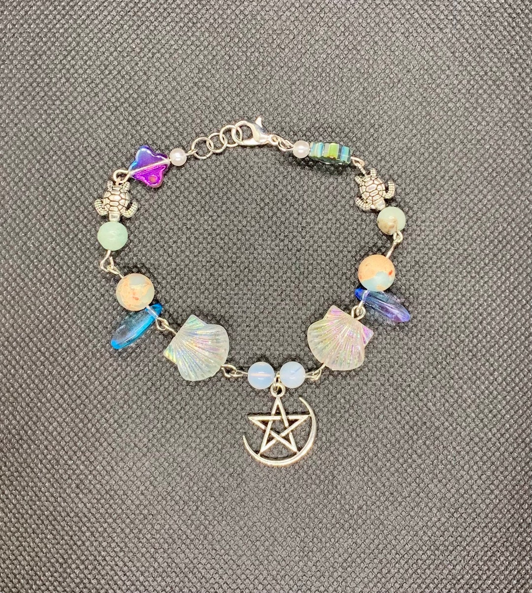 Sea Witch Protection Bracelet With Half Pentacle, Turtle Charms, and ...