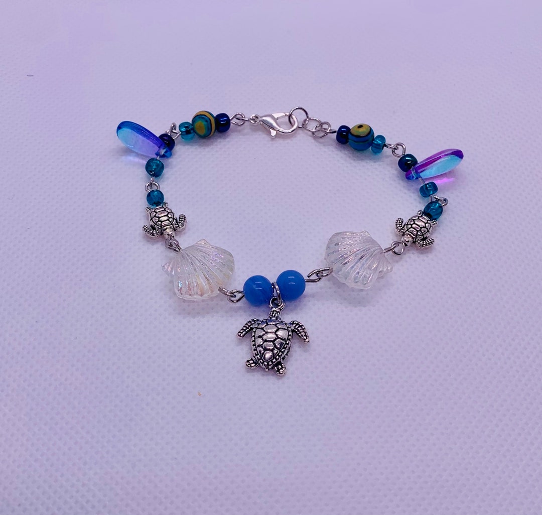 Pastel Beach Bracelet With Gemstones and Pentacle Charm - Etsy