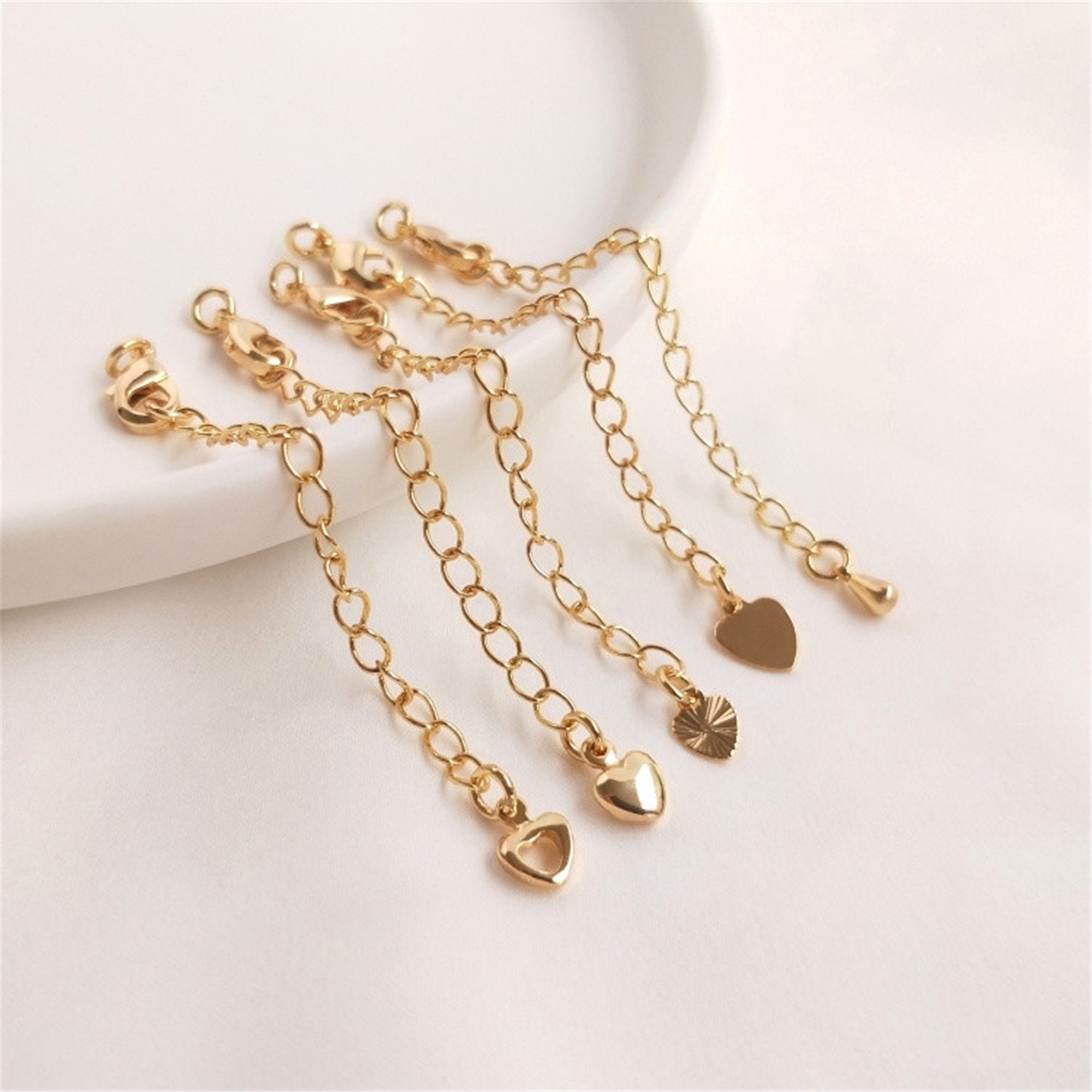 Extender Chain with 5x10mm Lobster Claw Clasps and Ring Gold Plated ...