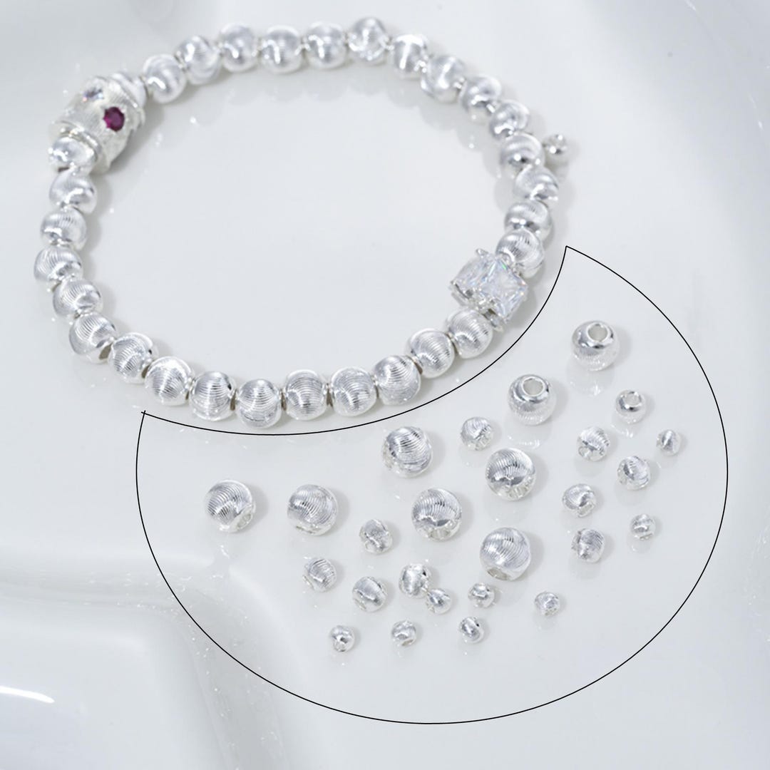 14K Gold, Silver Plated Embossed Sparkly Round Spacer Beads: Shiny Ball ...