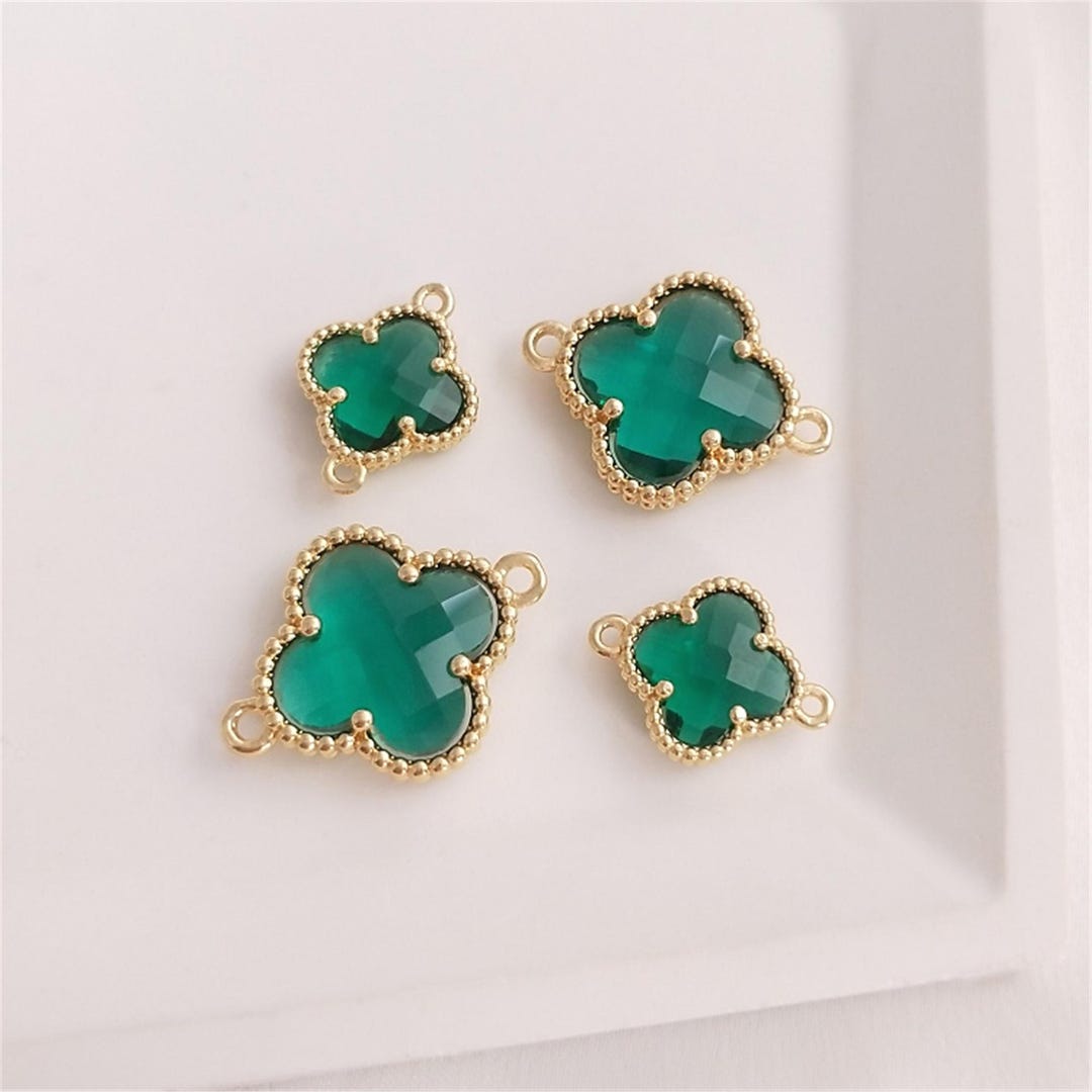 CZ Four Leaf Clover Connectors 14K Gold Plated CZ Flower Connectors - Etsy