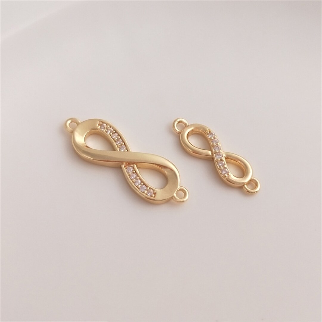 Infinite Symbol Connectors 14K Gold Plated CZ Pave Infinite Symbol 2 ...