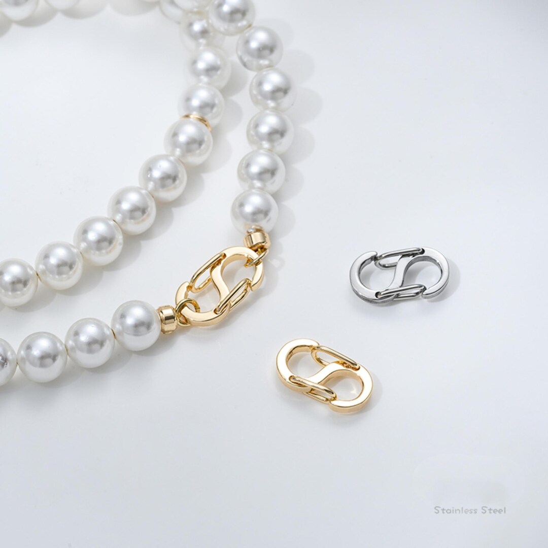 Titanium Steel Double Opening Clasp 14K Gold Plated Double Push ...