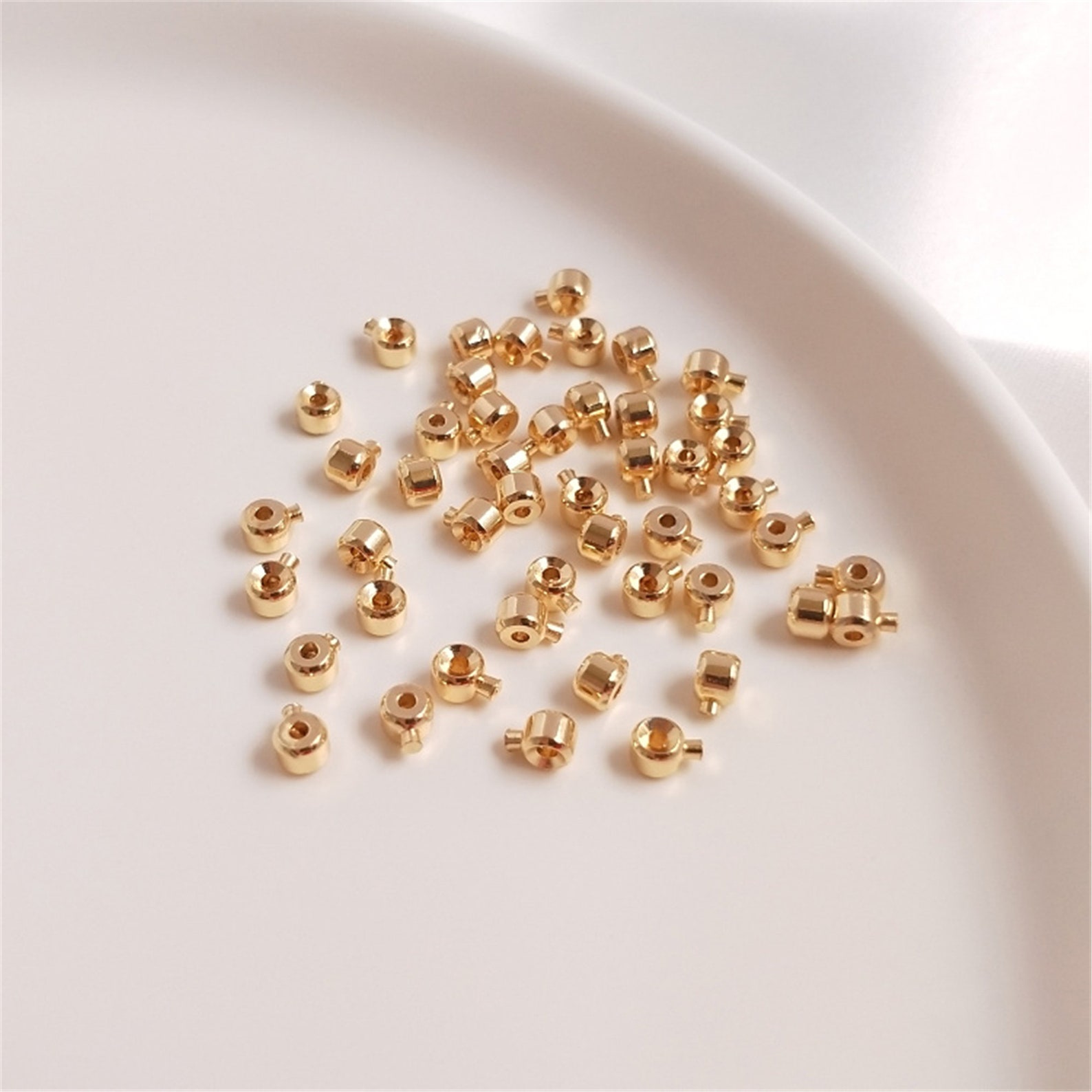 Cylinder Crimp End Beads W/ 0.8mm Hole Gold Plated End Beads - Etsy