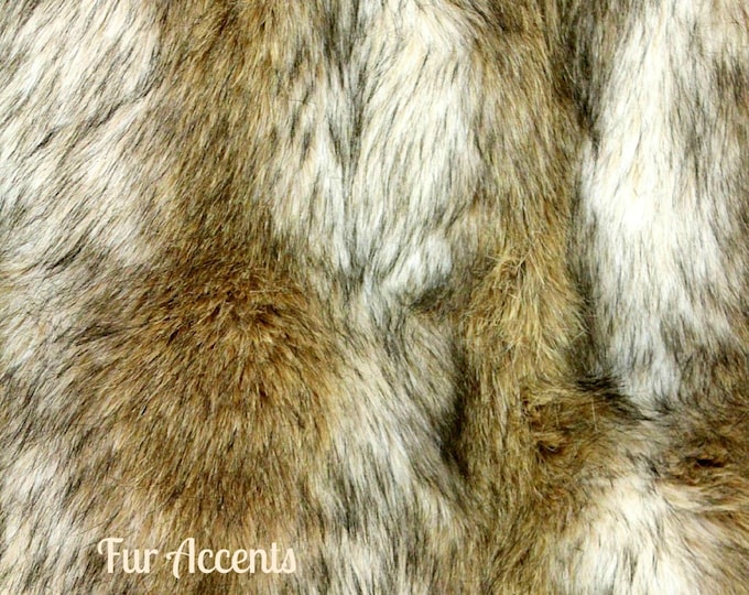 Golden Brown Coyote Stripe Wolf Faux Fur Fabric Craft - Etsy