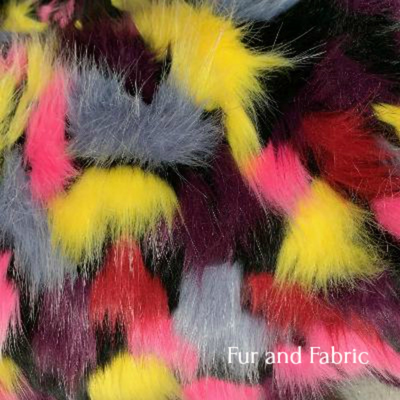 Yellow, Pink and Gray Fox, Faux Fur Fabric,craft Squares,fun Fur - Baby ...