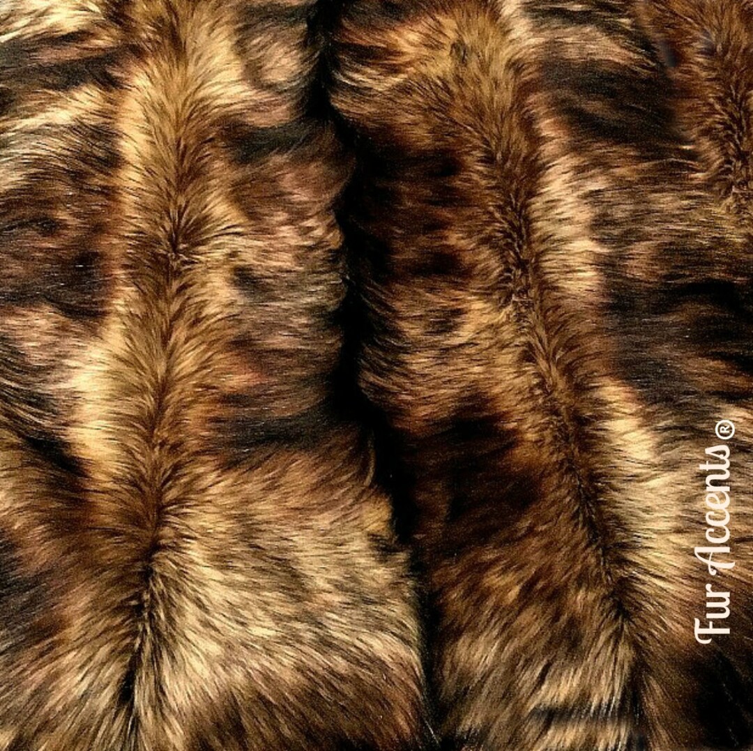 Pieced Fur - Luxurious Faux Fur Fabric - Black Tip Brown Wolf - Exotic ...
