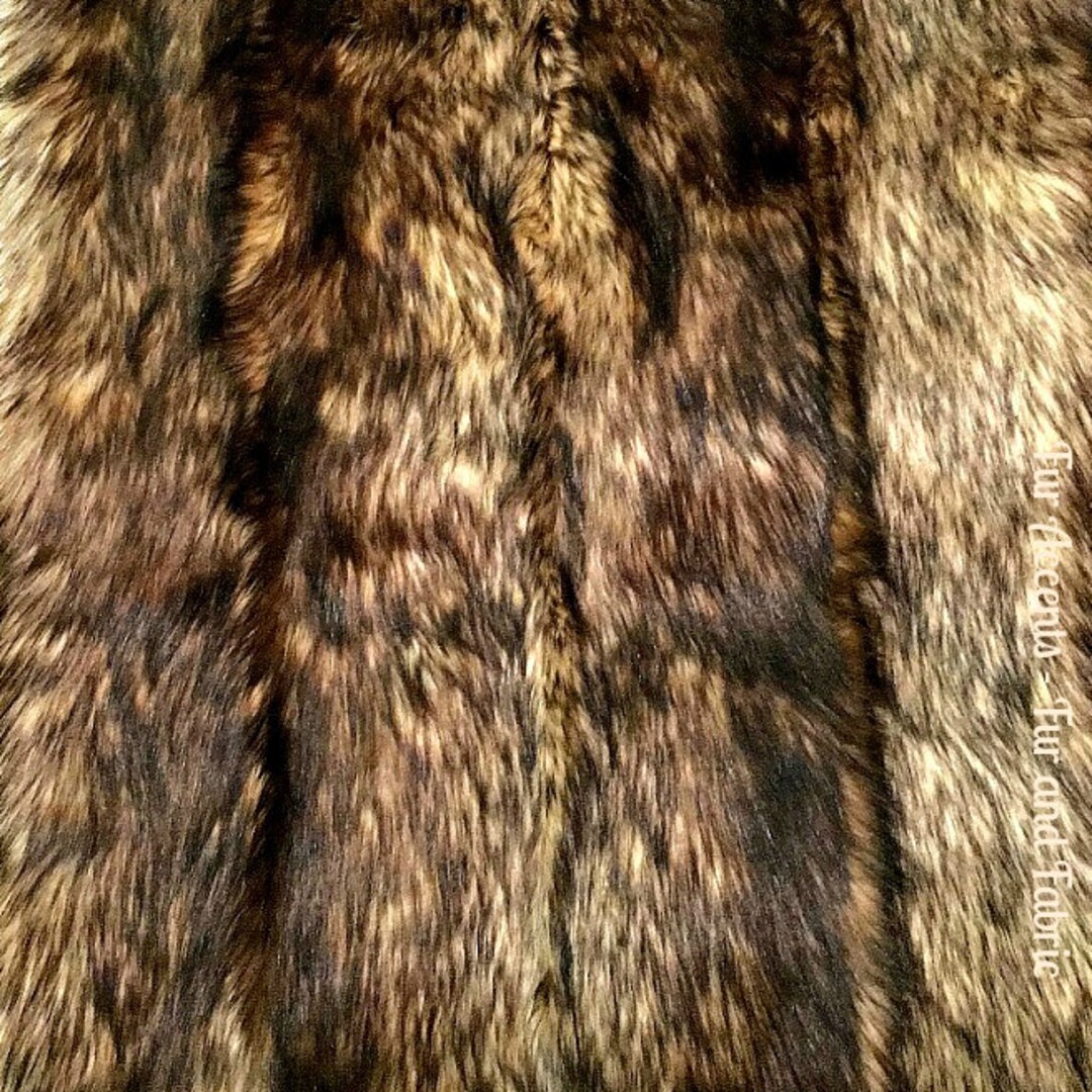Pieced Fur Luxurious Faux Fur Fabric Golden Brown Wolf Exotic Fur ...