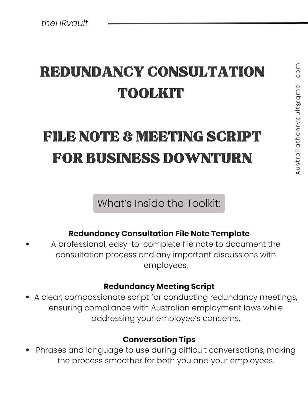 Redundancy Consultation Toolkit File Note & Meeting Script for Business ...