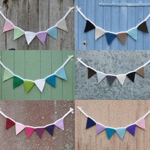 Crocheted Garland With 6 Triangles, Woolen Multicolored Bunting Banner ...