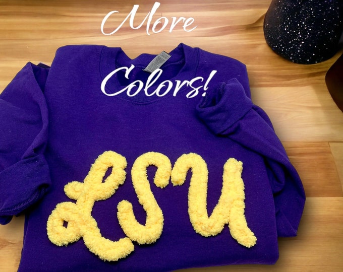 Chenille Yarn Sweatshirt College Sports Shirts Spirit Wear Custom Embroidery Spirit Shirts Team ...