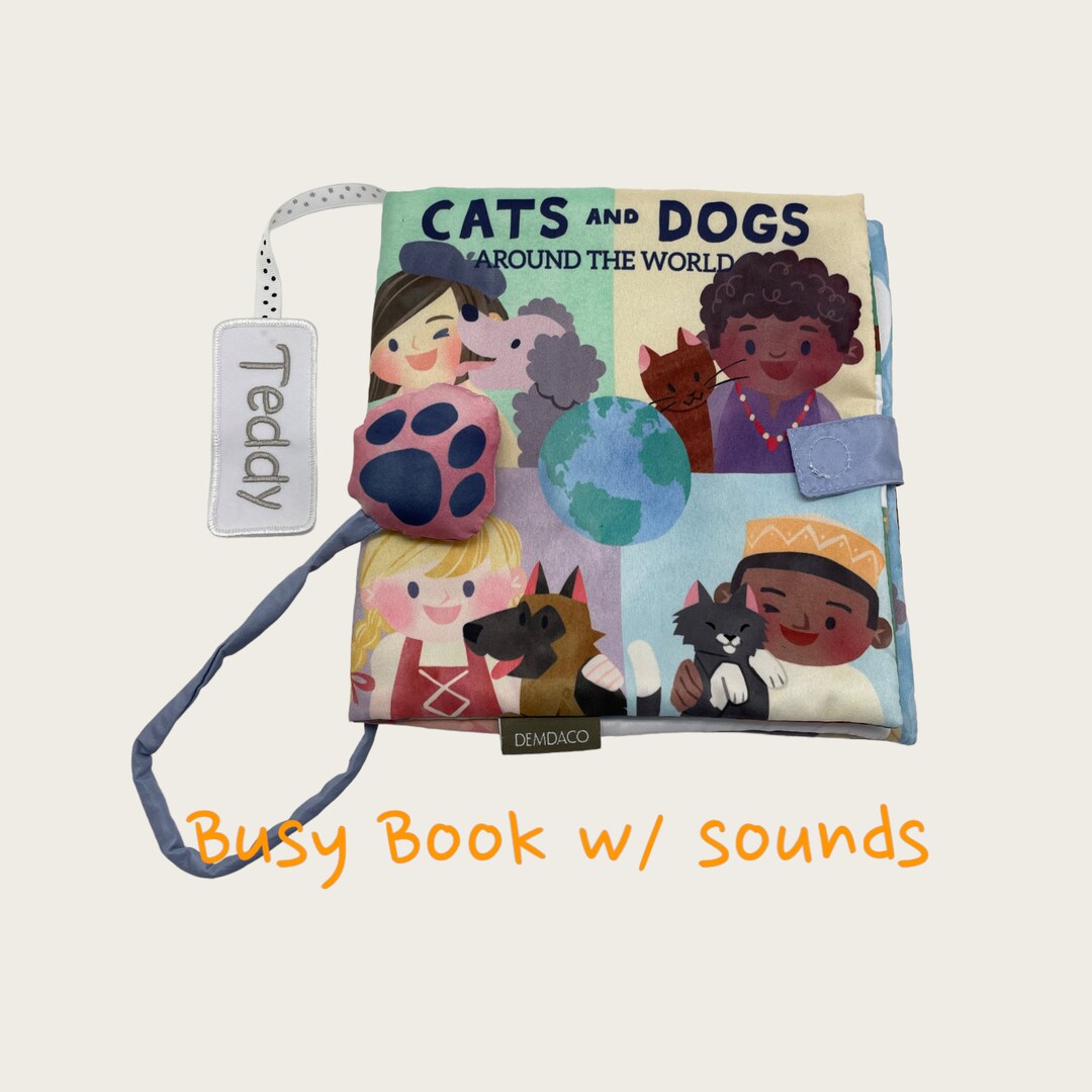 Busy Book With Sounds, Personalized Fabric Book, Dog and Cat Cloth Book ...