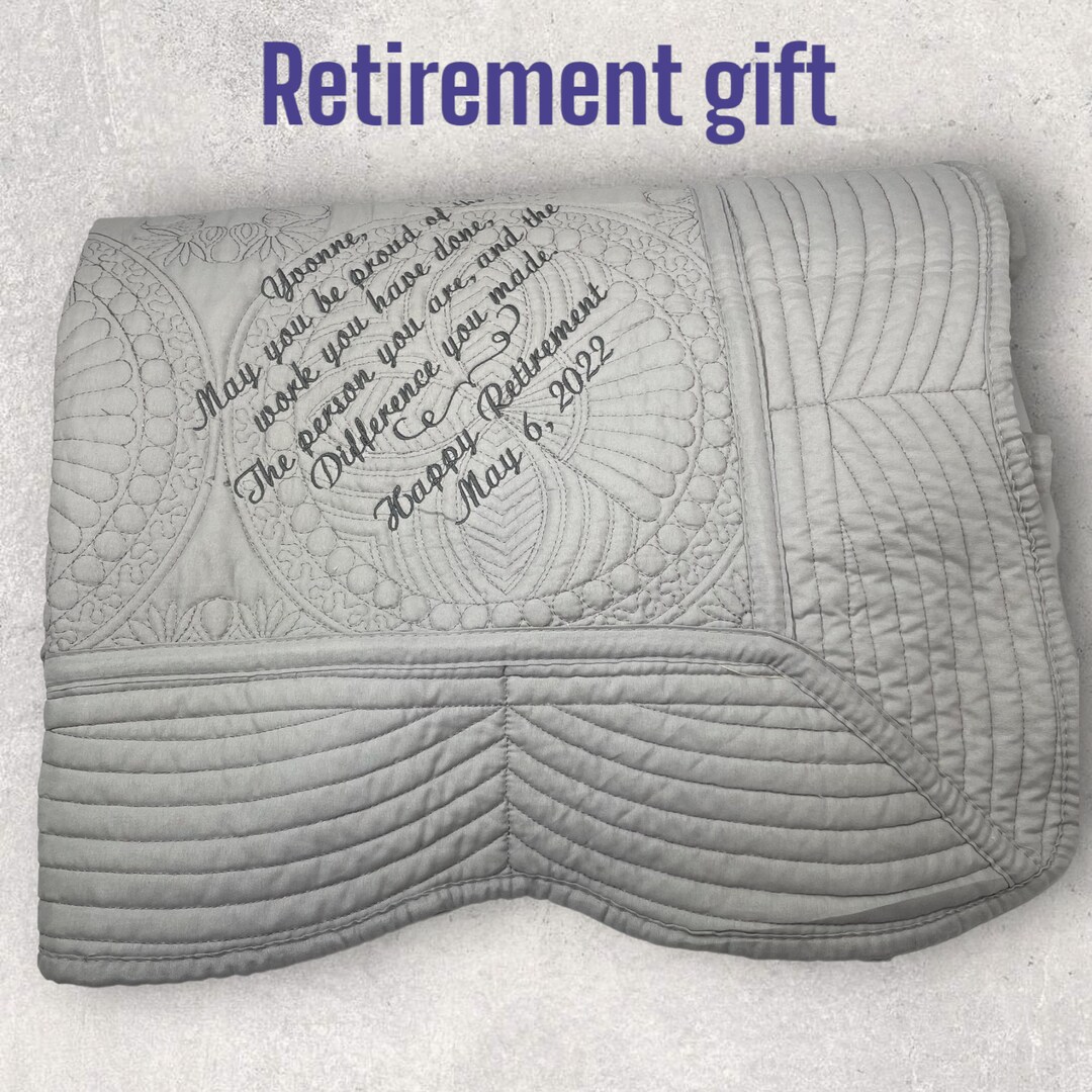 Personalized Retirement Quilt: Embroidered Farewell Gift for Coworker ...