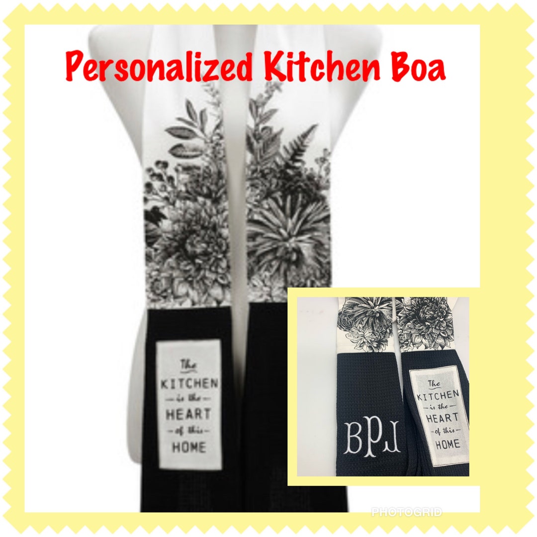 Personalized Kitchen Boa Towel Scarf, Kitchen Accessories, Monogrammed ...