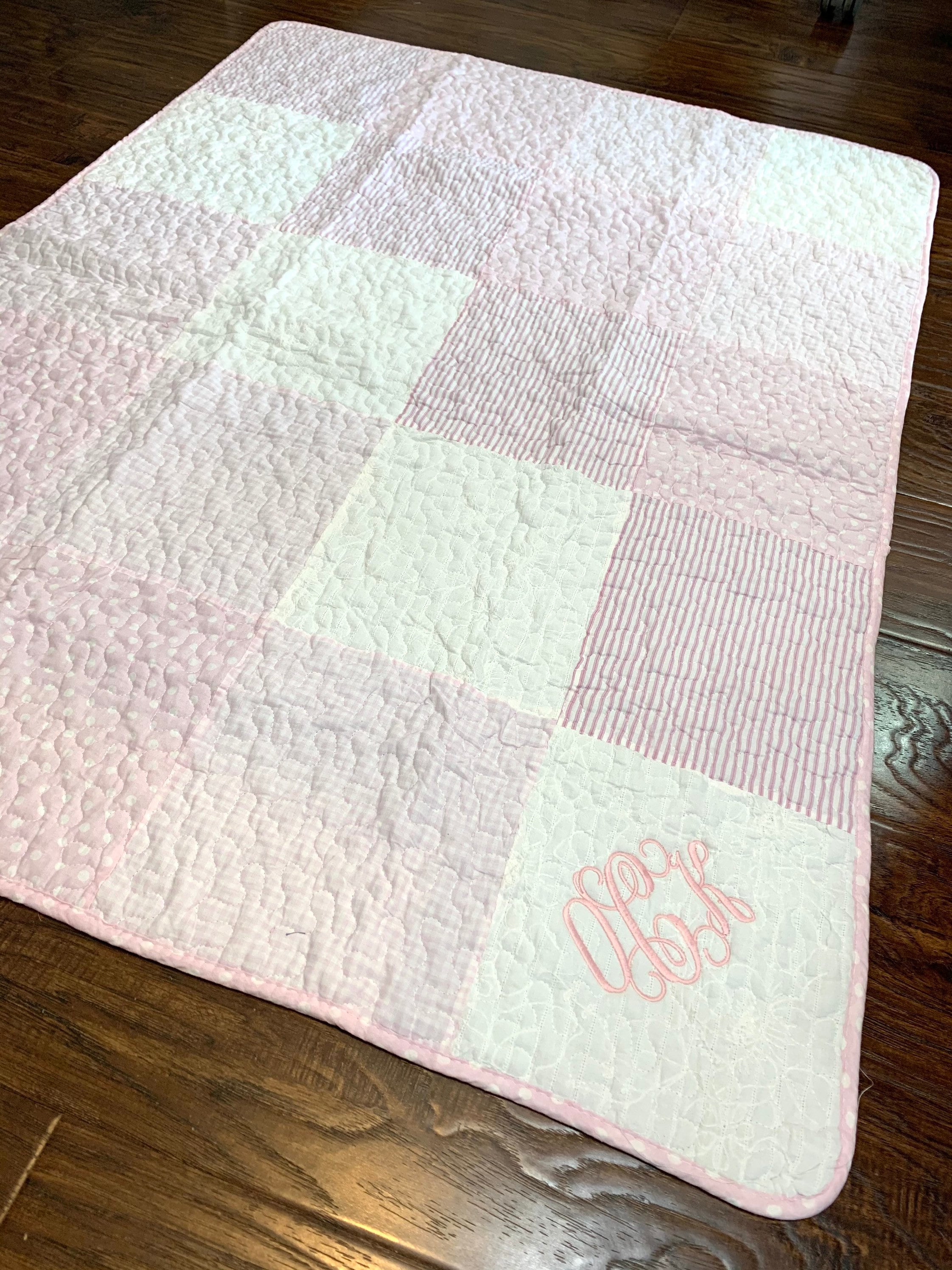 Monogram Baby quilt personalized baby gift newborn baby girl | Etsy