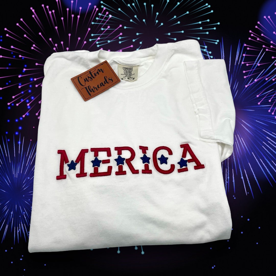 Merica Tshirt 3D Puffy Letters Shirt for Ladies, America Comfort Colors ...