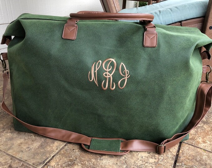 Monogram Weekender Bag Vegan Leather Personalized Duffel Bag - Etsy