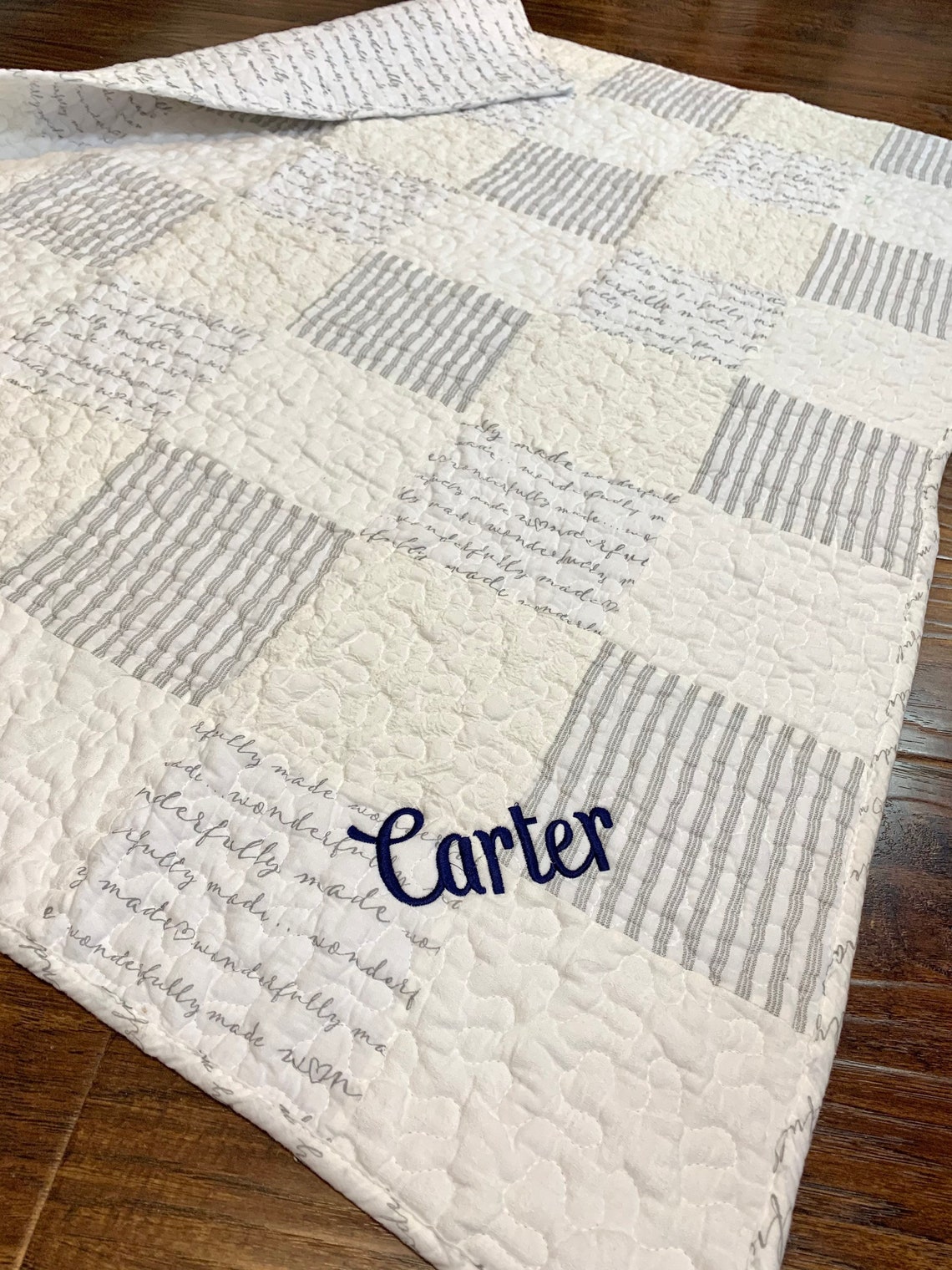 Monogram Baby Quilt Wonderfully Made Personalized Unisex Baby - Etsy